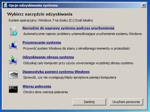 Windows Recovery Environment WinRE - Dysk Odzyskiwania Windows ...